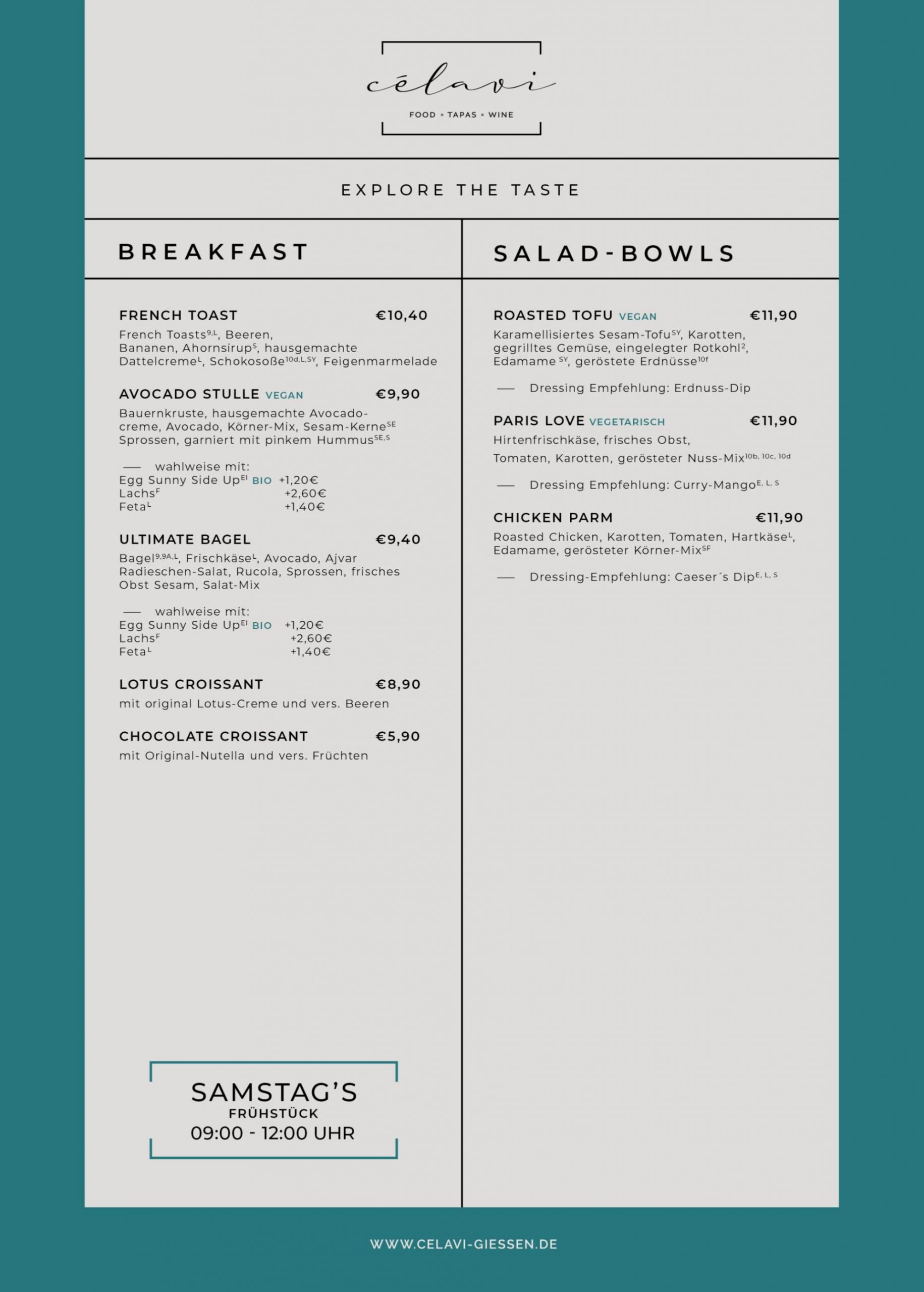 Menu – Celavi Giessen