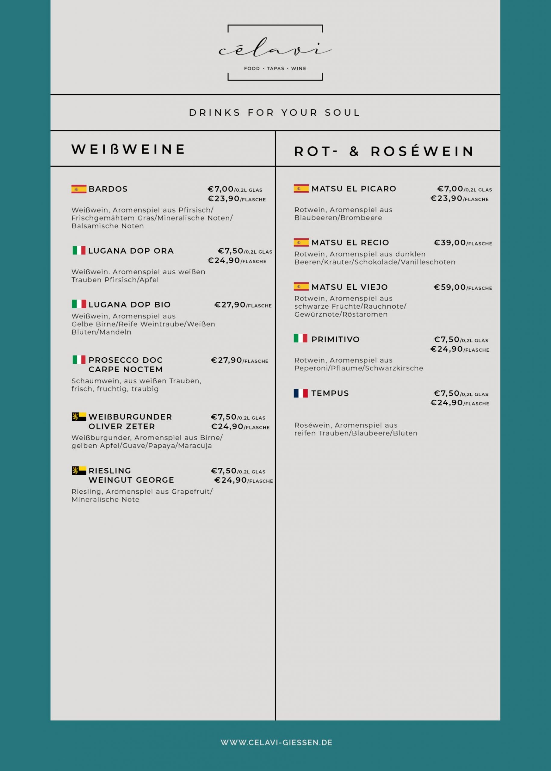 Menu – Celavi Giessen